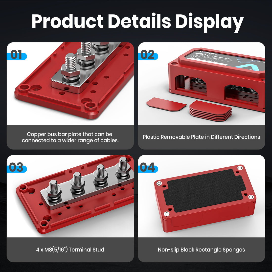Vatrer Electrical Bus Bars, Nickel Plated and Copper 300A DC 48V Power ...