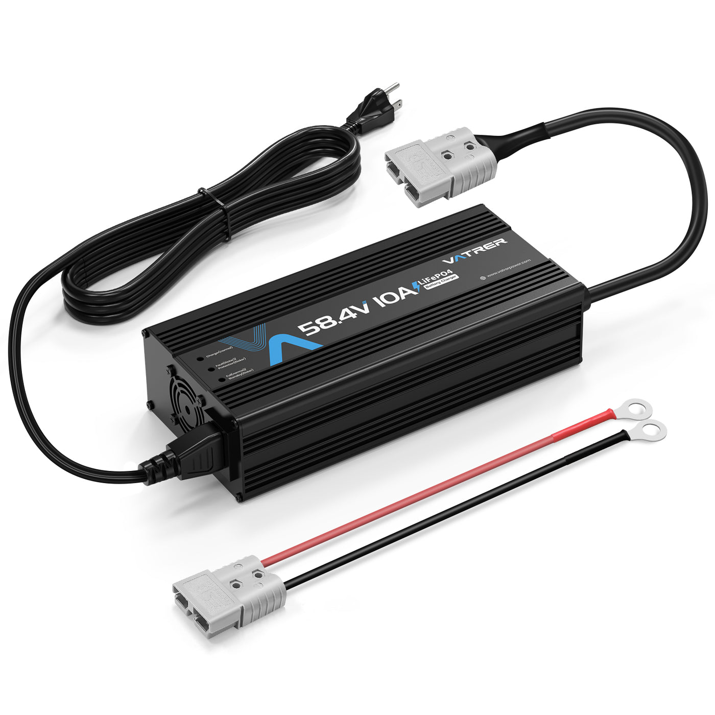 Vatrer 48V Lithium Battery Charger, 58.4V 10A AC-DC LiFePO4 Smart Batt ...