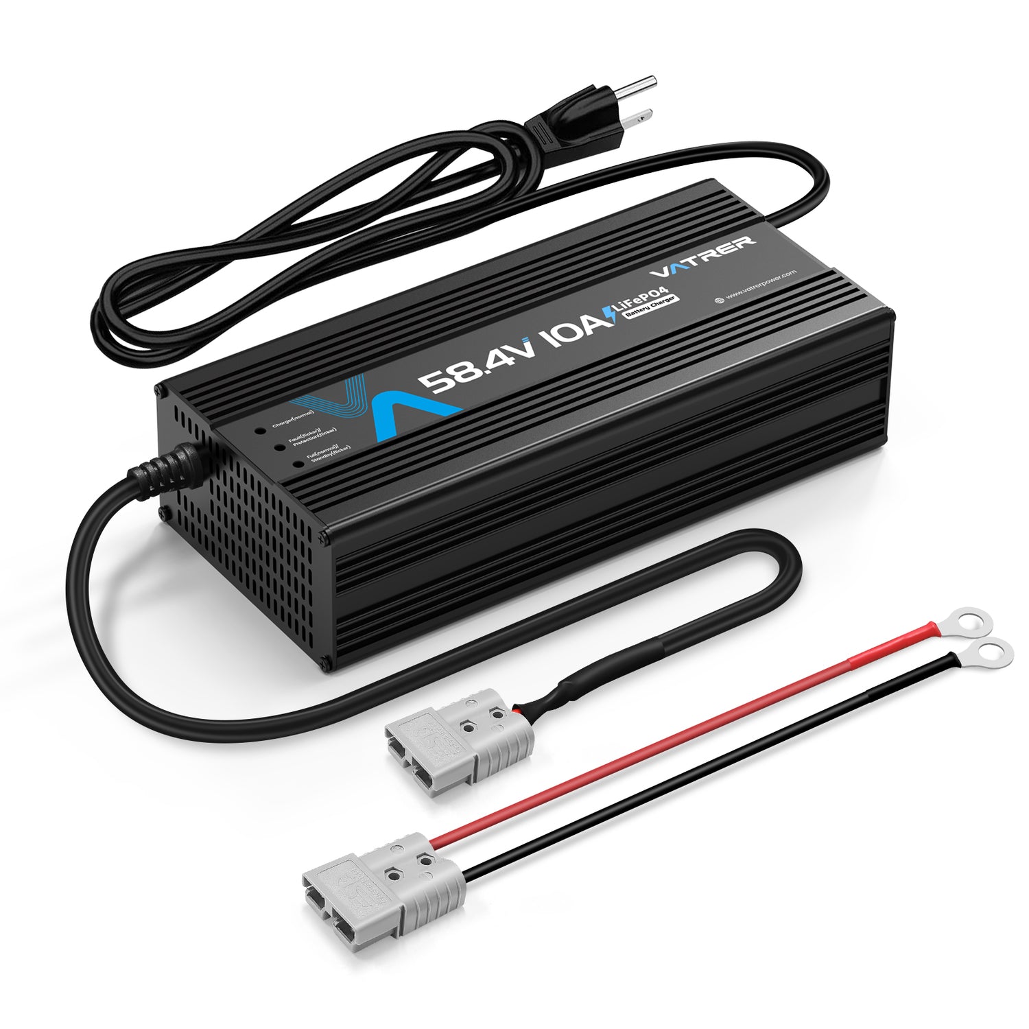Vatrer 48V Lithium Battery Charger, 58.4V 10A AC-DC LiFePO4 Smart Batt ...