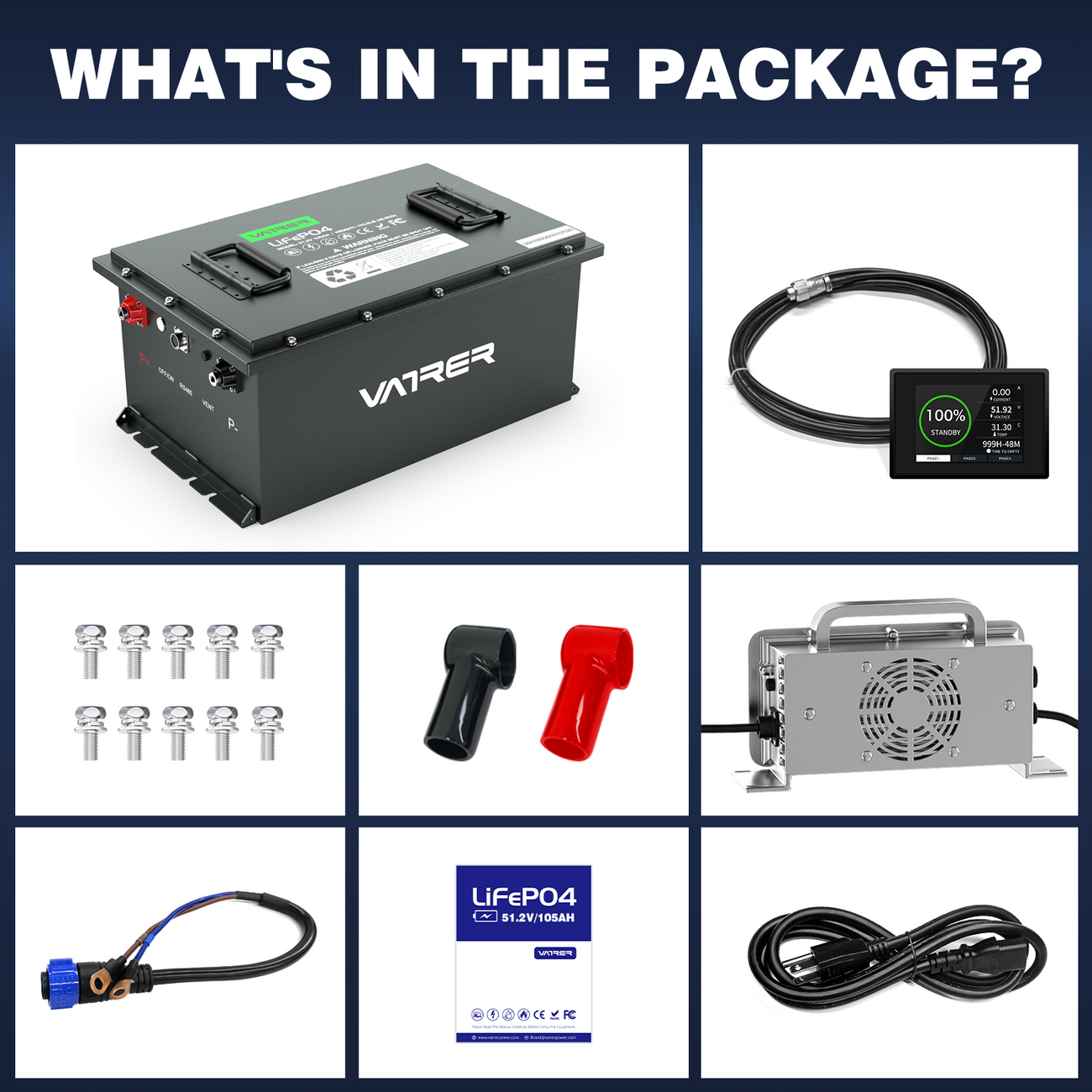 Vatrer 48V 105AH Golf Cart Batteries for Club Car-Vatrer