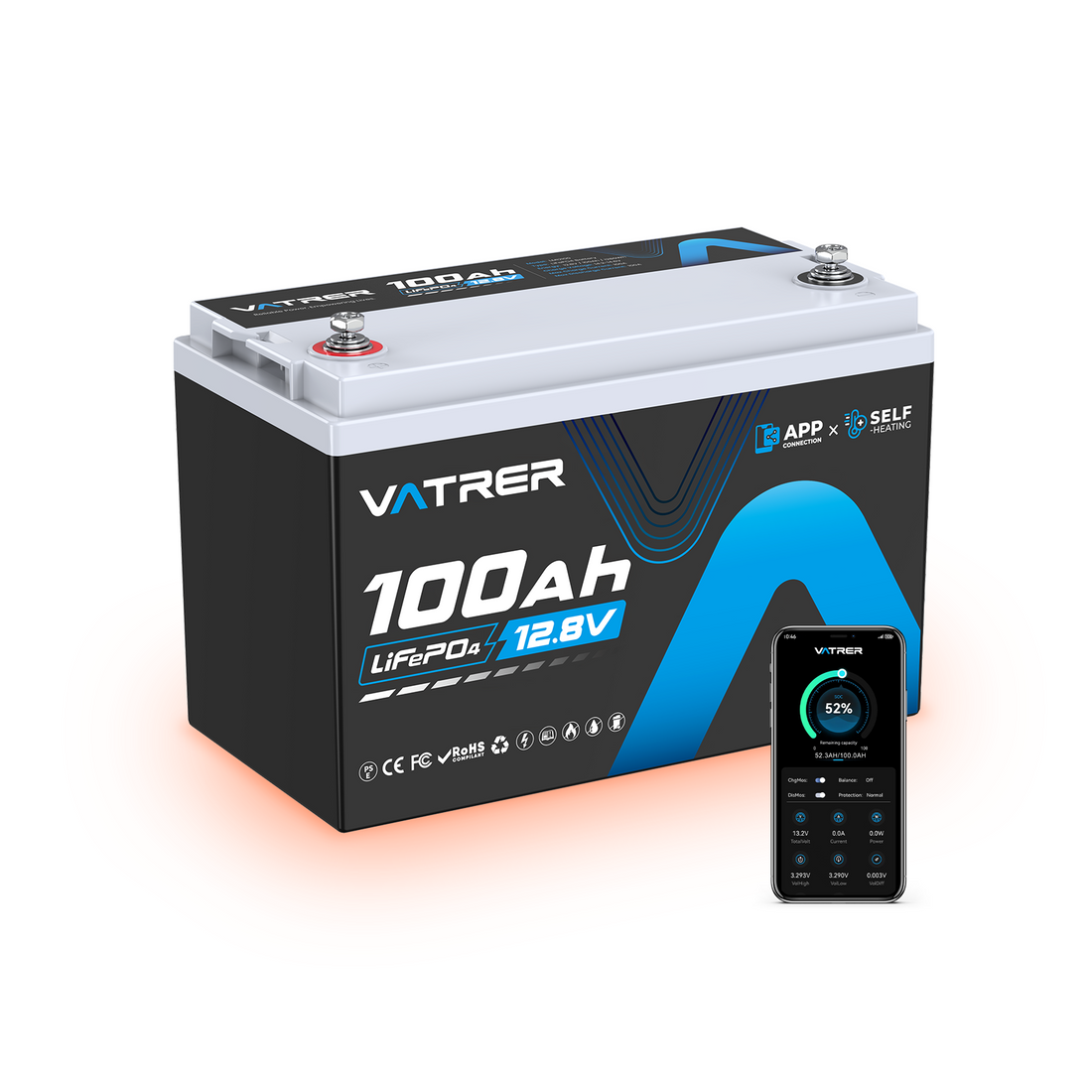 Vatrer 12V 100AH Heated Lithium Battery-Vatrer
