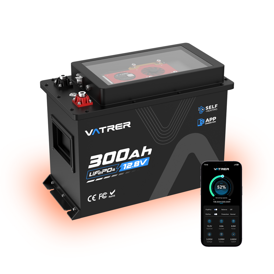 Vatrer 12V 300Ah RV Lithium Battery With Self-heating Function, 3kWh RV ...