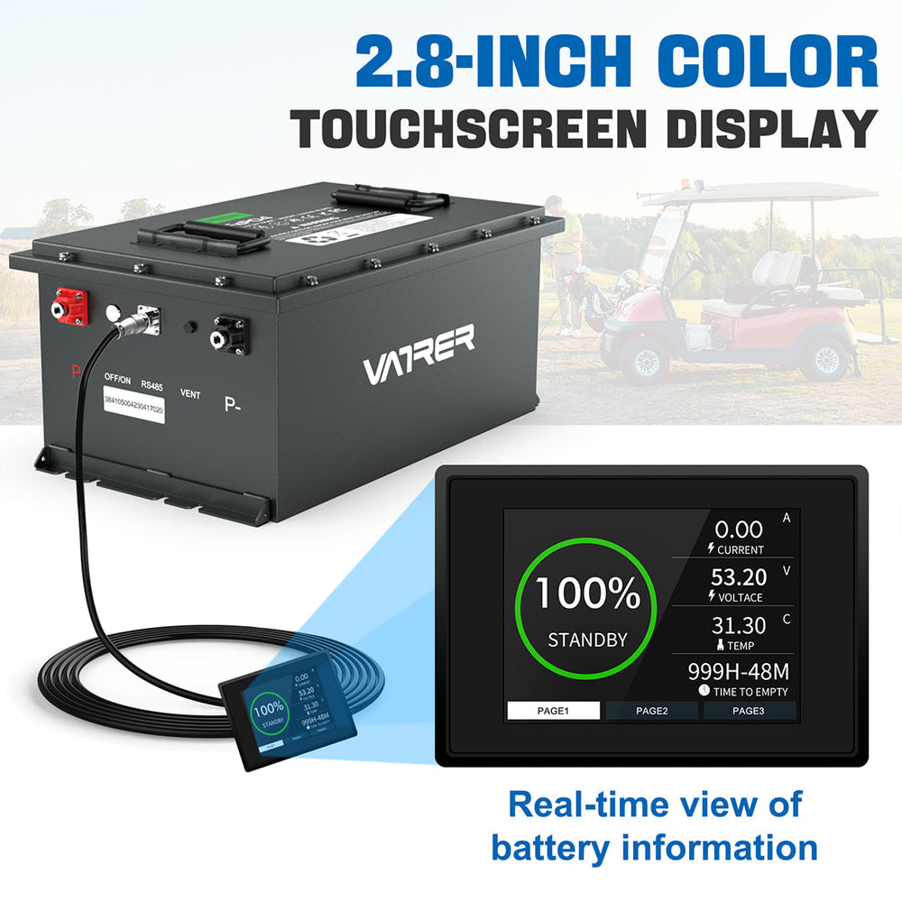 Vatrer 48V 105AH LiFePO4 Self-Heating Lithium Golf Cart Battery, Built ...