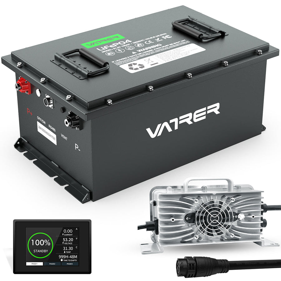 Vatrer 48V 105AH LiFePO4 Self-Heating Lithium Golf Cart Battery, Built ...