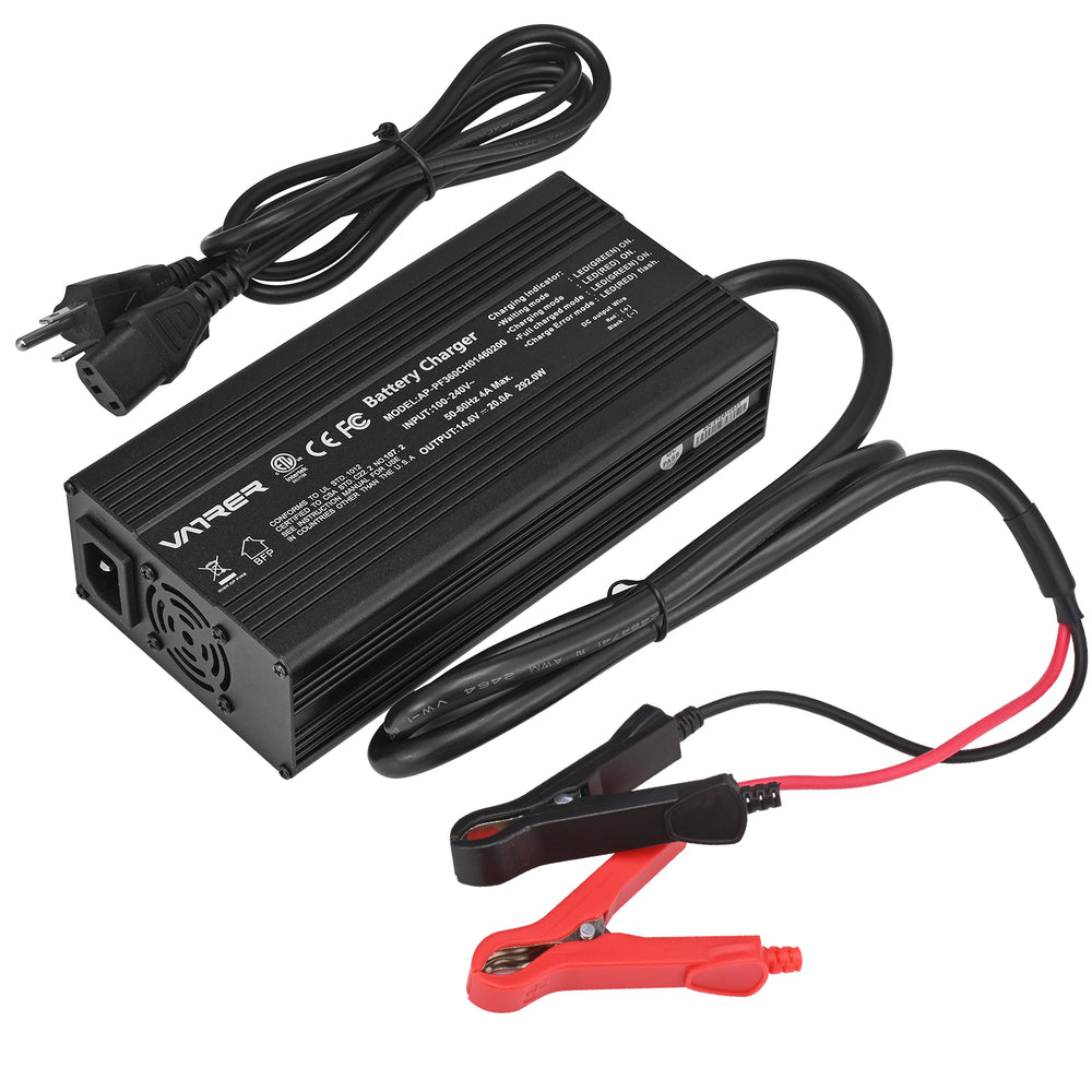 12V Lithium Battery Charger, 14.6V 20A Intelligent AC-DC LiFePO4 ...
